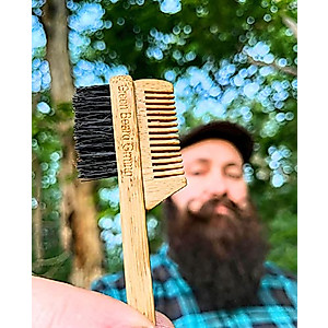 Pocket Sapling Mustache Brush & Comb (2-Pack) from Green Beard Grmng - Boar Bristle & Bamboo