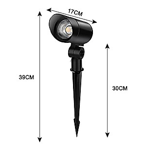 CINOTON 30W LED Landscape Lighting Outdoor with Photocell Sensor 120V Waterproof Dusk to Dawn Directional Uplight with US 3-Plug and 6.6 FT Cord Tree Flag Spotlights with Spike Stand 3000K Warm White