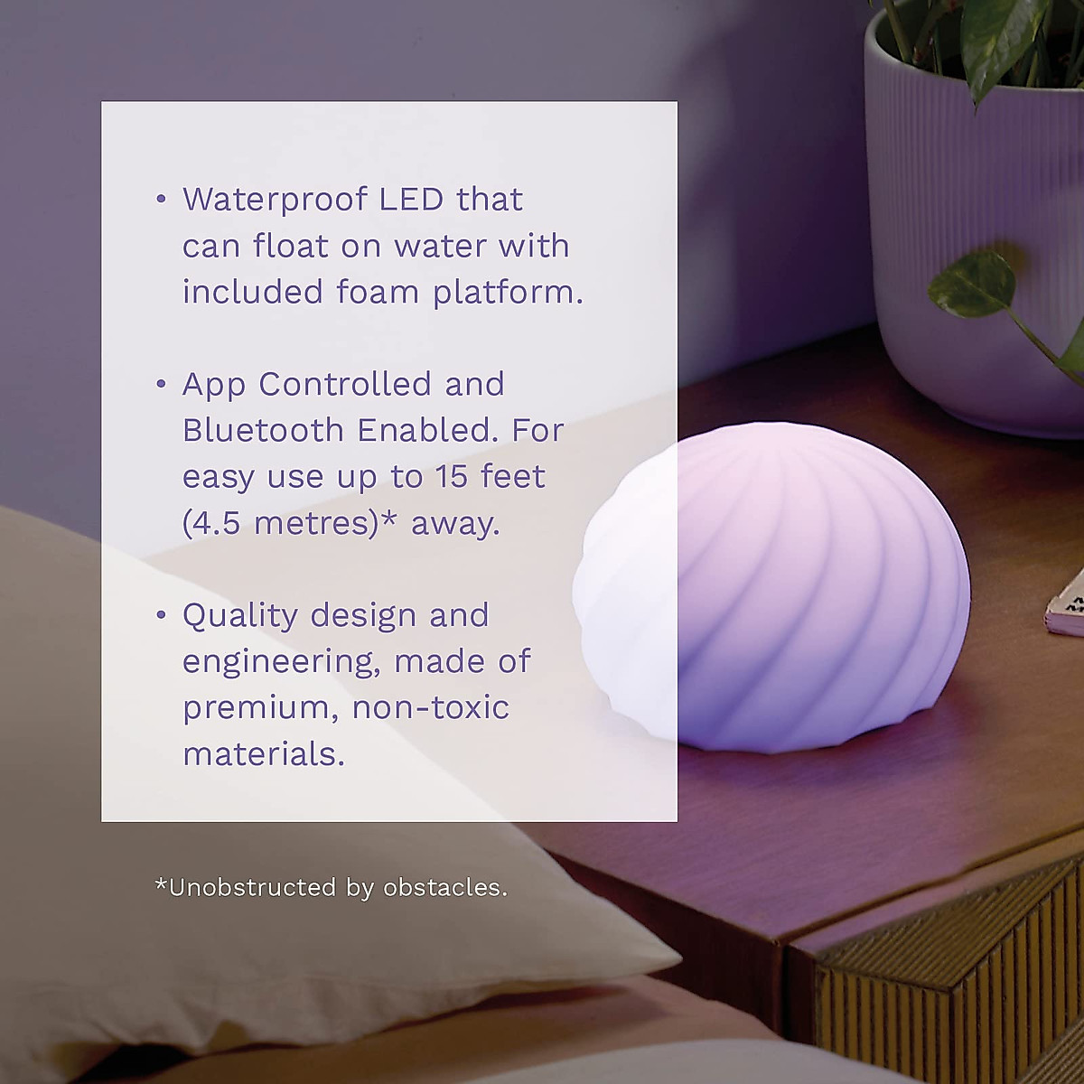 Cyrene LED Lamp - Waterproof Floating Bluetooth Color Changing Light - App-Controlled LED Ball Orb for Swimming Pool & Hot Tub - Rechargeable Silicone LED Ball Light -9 in x 5.9 in