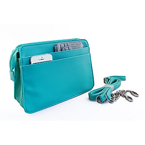 Pouchee Avi Vegan Leather Purse Organizer that doubles as a Clutch and Cross Body Bag (Coral/Cream)