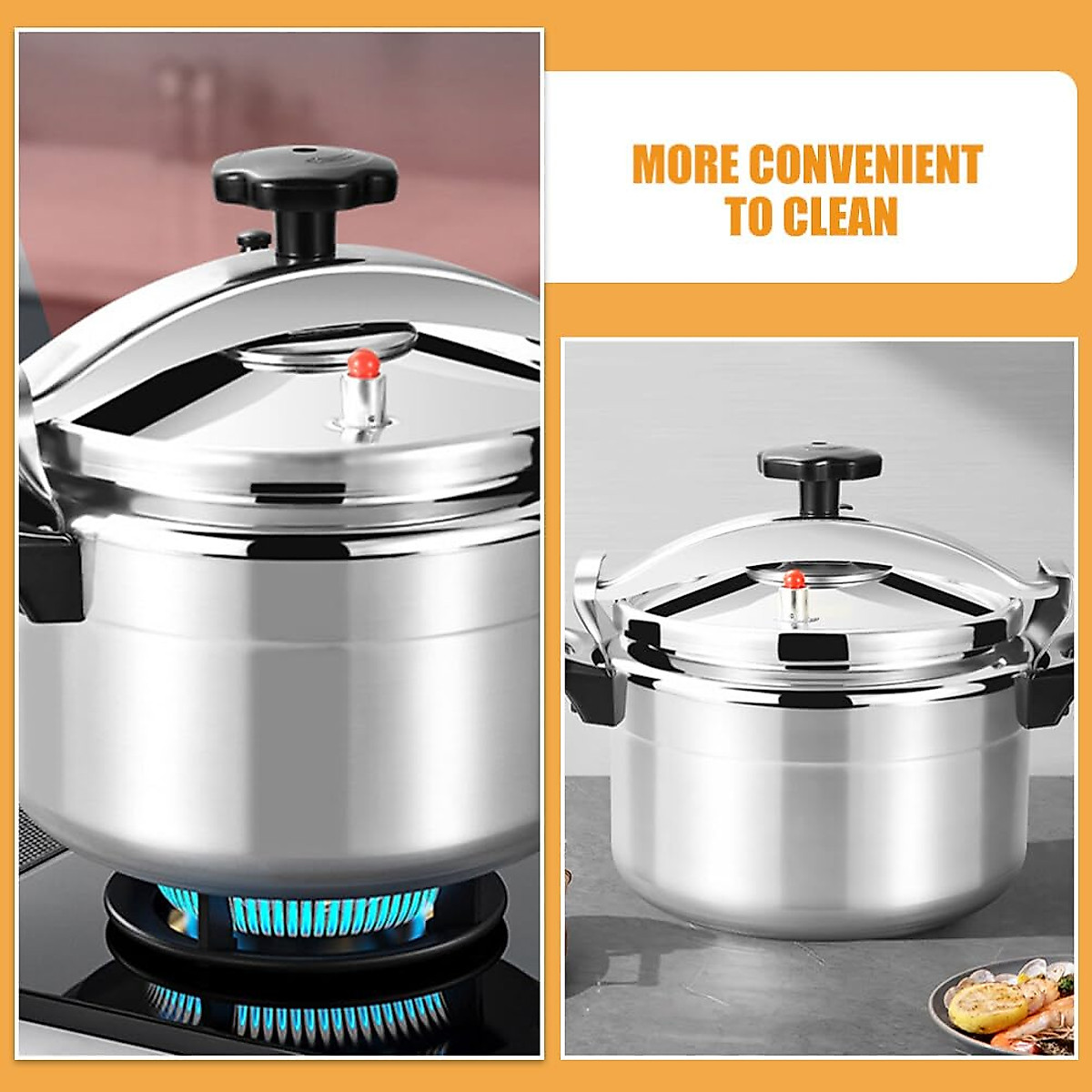 Luxshiny Stainless Steel Pressure Cooker, Gas Stove Top Pressure Canner 7L Safety Aluminum Canning Pot Household Cooker Pot Induction Cookware Fast Cooking Pot Silver