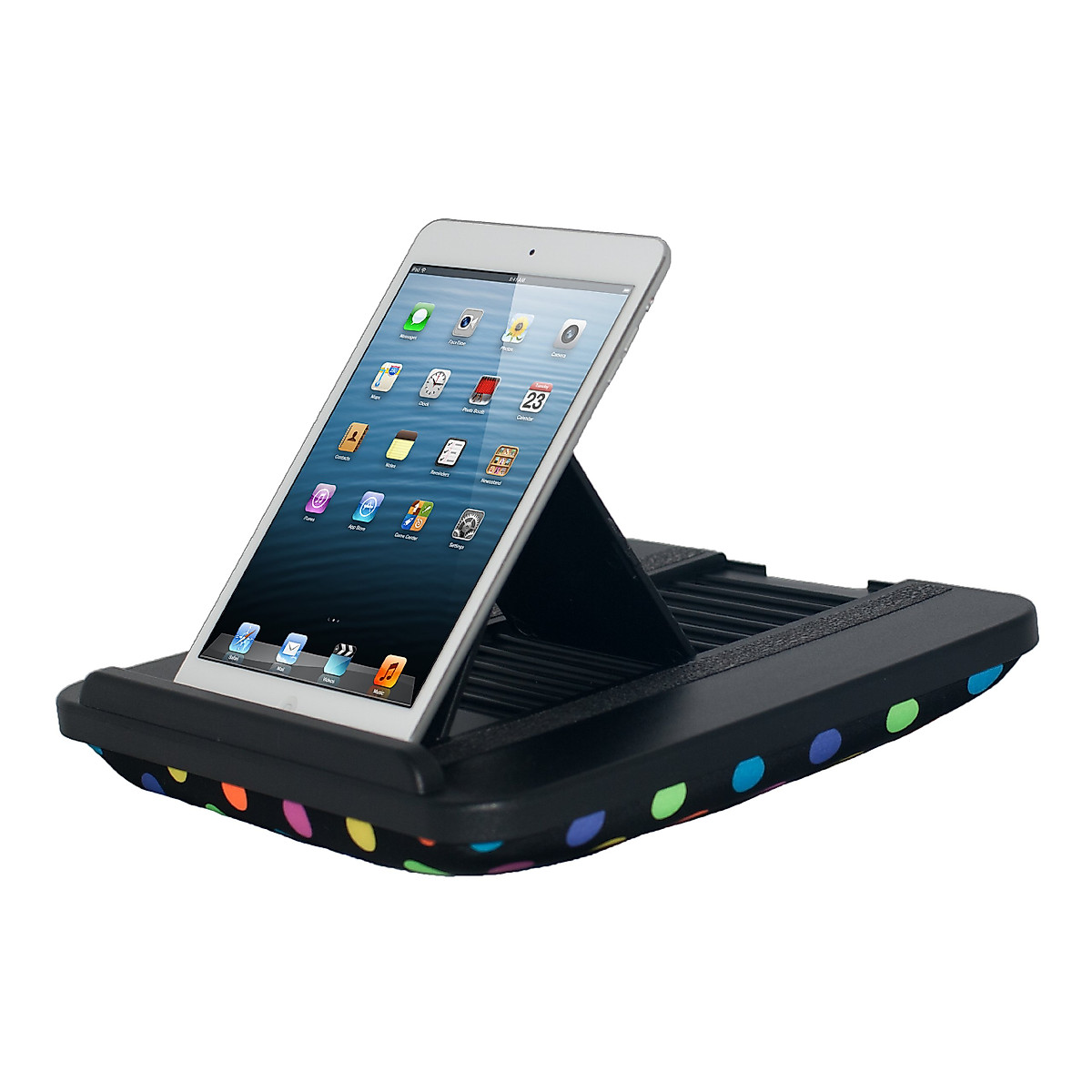 Padded Spaces Prop 'n Go Slim - Adjustable Bed Holder & Lap Stand for iPad, iPad Mini, Tablets and eReaders with Multi Angle Control (Polka Dots)