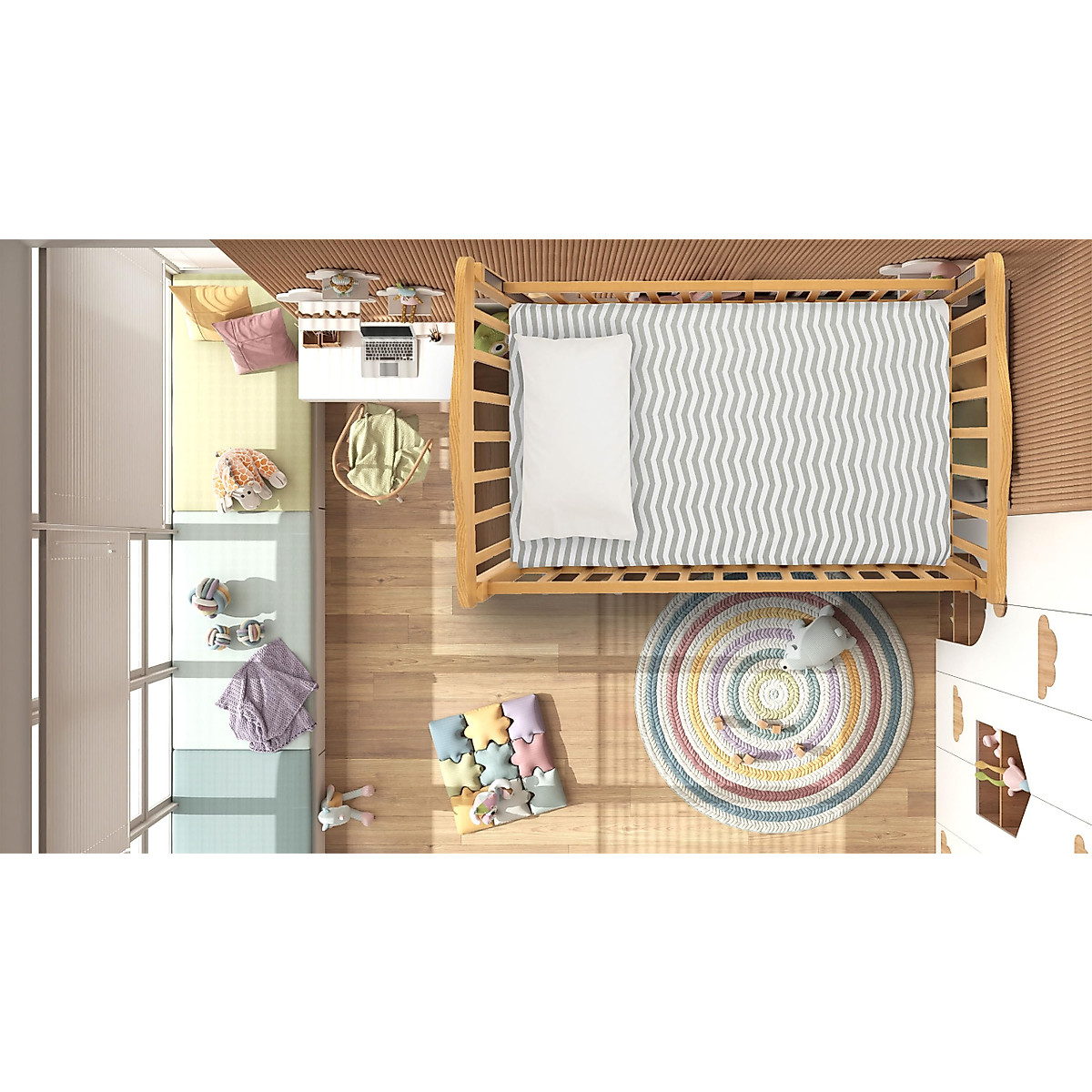 Baby Bassinet Sheet Set for Boy and Girl, 3 Pack Organic Universal Fitted for Oval, Hourglass & Rectangle Bassinet Mattress, Fitted Sheets Size 32 x 16 x 4 Inches, Grey-White