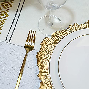Umisriro Gold Charger Plates,13 Inch Metallic Reef Plastic Chargers for Dinner Plate, Decorative Chargers for Wedding,Elegant Parties, Banquets and Table Decor(Set Of 6)
