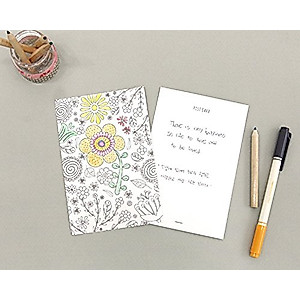 Stress Relieving Adult Coloring Books Color Therapy Stationery Cards Set, All Different 32 Coloring Postcards Including 10 Brown Kraft Envelopes Set, Greeting Note Cards and Envelopes Kit