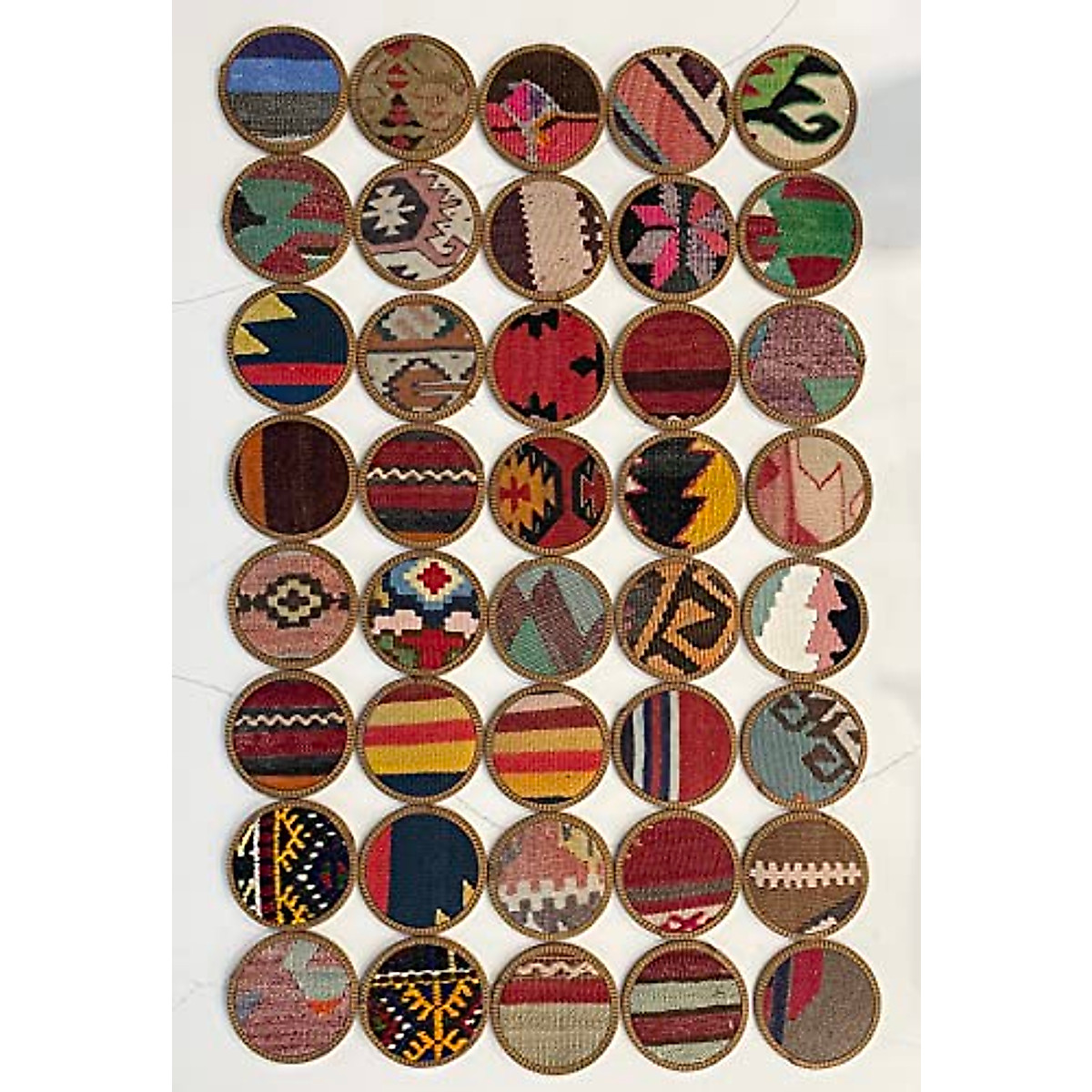 Kilim Fabric Coaster Set 6 Pieces, Authentic Turkish Kilim, Unique Fabric, Handmade, Each Set Unique/No Set Same