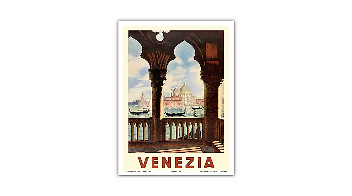 Venice Travel Poster - Gondolas & St. Mark's Basilica Wall Art