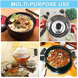 2 Pairs Silicone Assist Hot Pan Handle Holder, Hot Skillet Handle Covers Pot Grip Handle Sleeve Iron Non-Slip Heat Resistant Insulated Grip for Cast Iron Skillets and Traditional Pots (Black, Red)