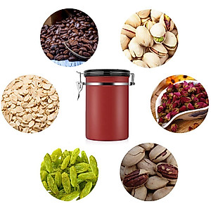 Coffee Canister Red, Stainless Steel Airtight Coffee Container, Ground Coffee Bean Storage with Date Tracker, Vacuum Sealed Espresso Airtight Container, Coffee Jar, Sugar Container
