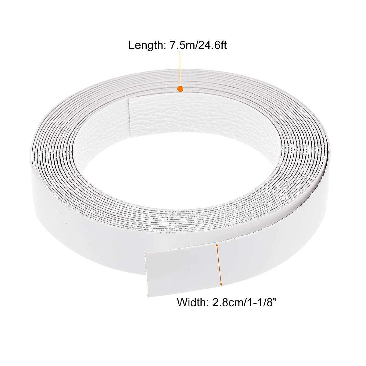 uxcell Edge Banding, 1-1/8 inch x 24.6ft Pre-Glued White Veneer Edging Iron-on Flexible Edge Banding for Cabinet Repair Furniture Restoration