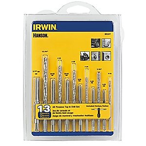 IRWIN Tools HANSON 80187 All-Purpose Bit with Tap 13 Piece Set , Red