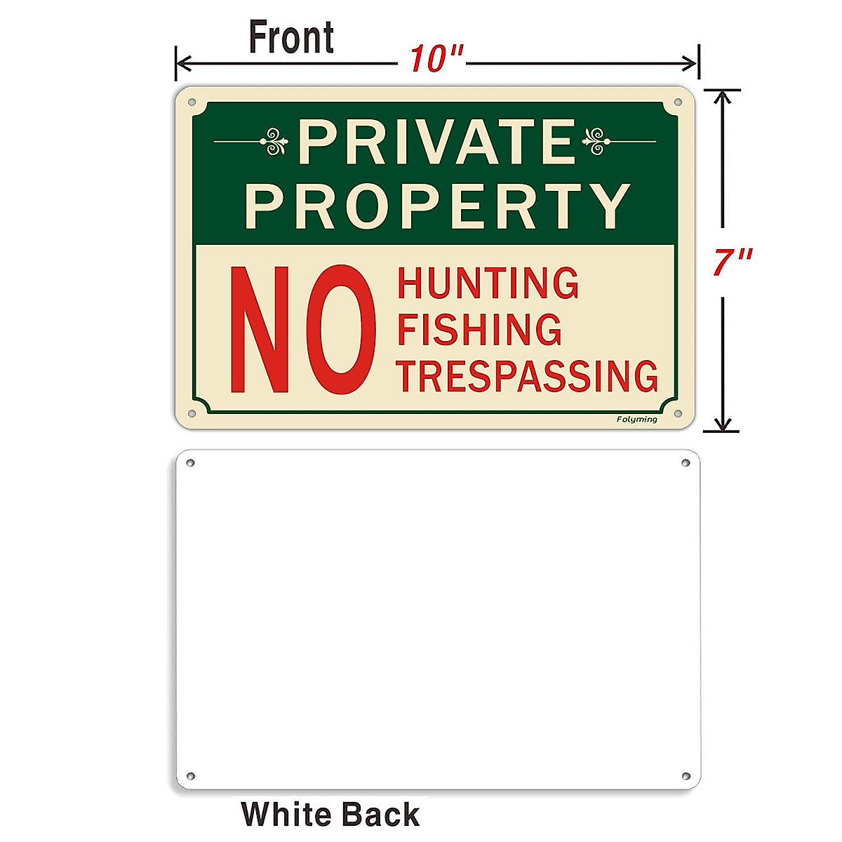 4 Pack Private Property No Hunting No Fishing No Trespassing Signs 10x 7 Inches Private Property Sign No Hunting Sign, Metal Reflective Sturdy Rust Aluminum Waterproof