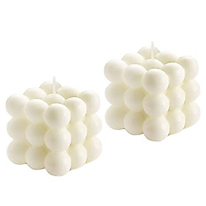 2PCS Bubble Candles Vanilla Scented Aesthetic Cube Candle, Soy Wax Cool Shaped Candles, Home Office Danish Pastel Trendy Room Floating Shelves Decor Small Bubble Candles