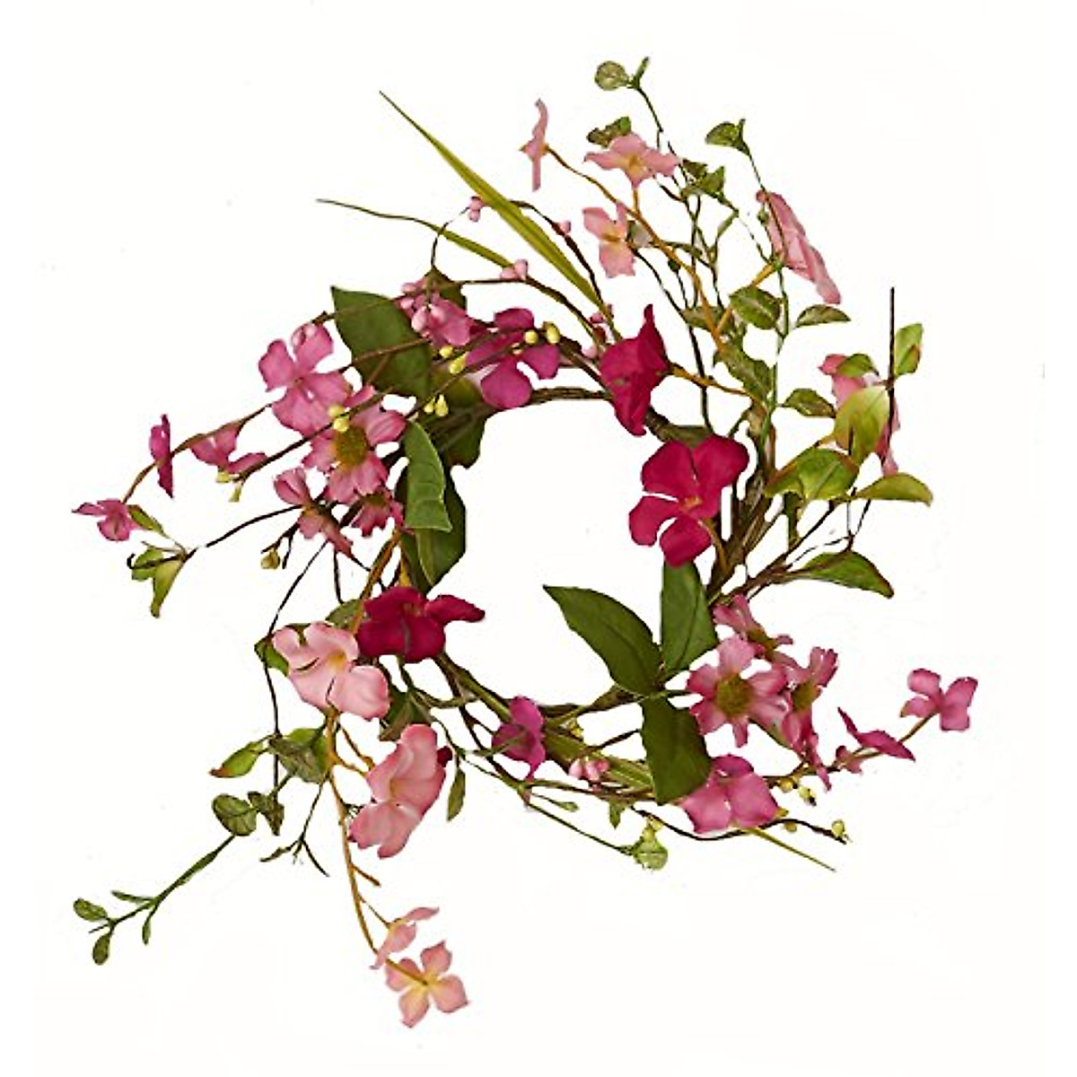 Worth Imports Pink W Flower with Leaf Candle Ring