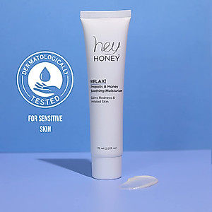 Hey Honey Skincare Relax, Fast Acting Rosacea Treatment & Redness Relief - Dermatologically Tested Calming Moisturizer For Sensitive Skin Oil- Free with Honey & Propolis Anti-Aging Benefits | 2.2 Oz