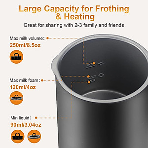 GAOCO Milk Frother, 4 in 1 Multifunction Electric Milk Steamer Soft Foam Maker with Two Whisks for Frothing and Heating Milk & Silent Operation for Coffee, Latte, Macchiato