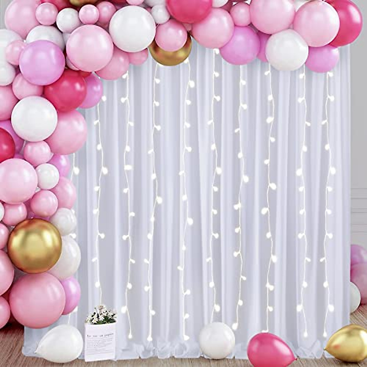 10ft x 10ft White Backdrop Curtain for Parties Thick Polyester White Wedding Drapes Panels Satin Curtains Decoration Back Drop Cloth for Photography Baby Shower Birthday Party