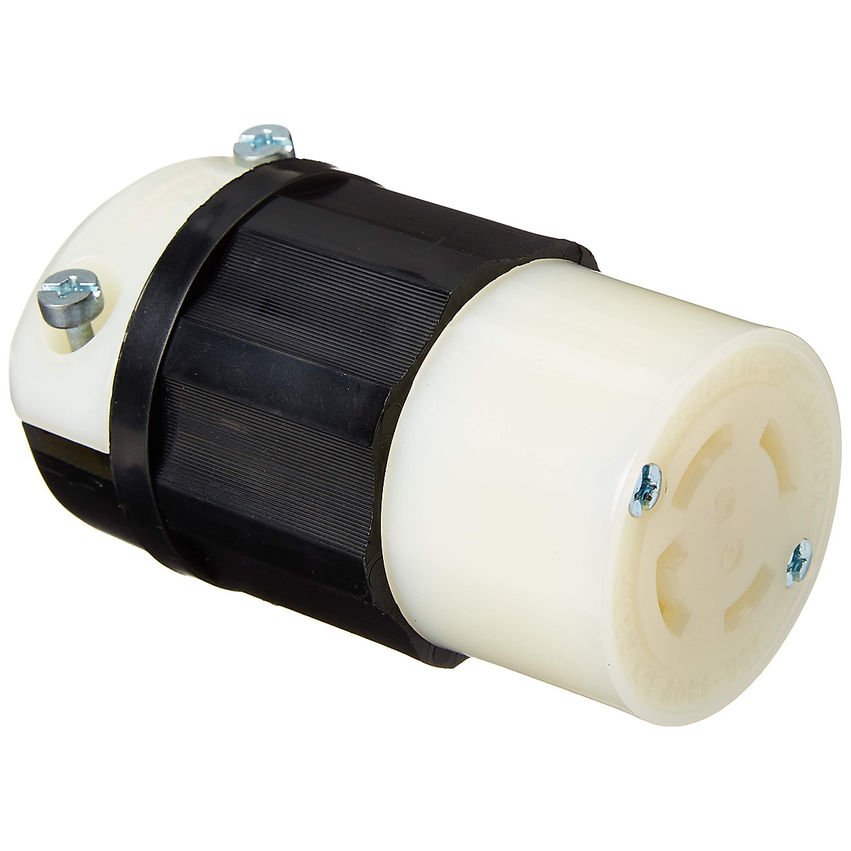 Leviton 2733 30 Amp, 480 Volt 3-phase, NEMA L16-30R, 3P, 4W, Locking Connector, Industrial Grade, Grounding - Black-White