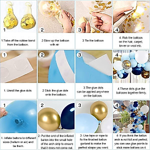 Blue Balloons Arch Garland Kit, 94PCS Blue Gold White Confetti Latex Balloons for Birthday Party Baby Shower Wedding Graduation Backdrop Decorations Party Supplies (Blue Gold)