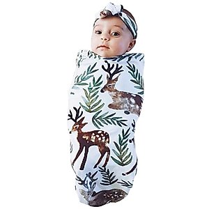 Newborn Girl Boy Deer Sleeping Blanket with Hat Cap Infant Coming Home Outfit Gift Safe Sleeping Bag for Baby 0-3M (0-3M, Deer)