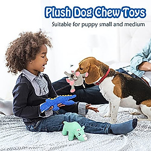 BWOGUE Squeaky Plush Dog Toys 3 Pack, Stuffed Dog Chew Toy with Squeaker and Crinkle Paper, Dog Toy Stuffed Animal for Teeth Cleaning for Small Medium Dogs and Puppy(3 Packs Animals Toys)