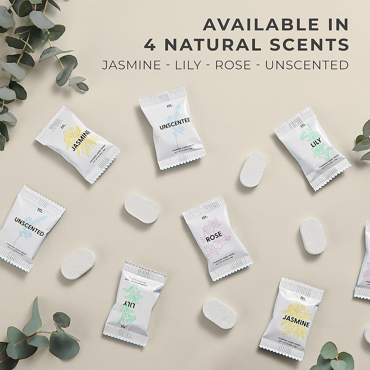 MaisoNovo 4-Pack Mix Scent Foaming Hand Soap Tablets - Black Glass Black Pumps x 2