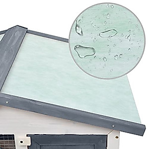 YAFF Outdoor Rabbit Hutch 3 Doors Gray Wood (32.582lbs)