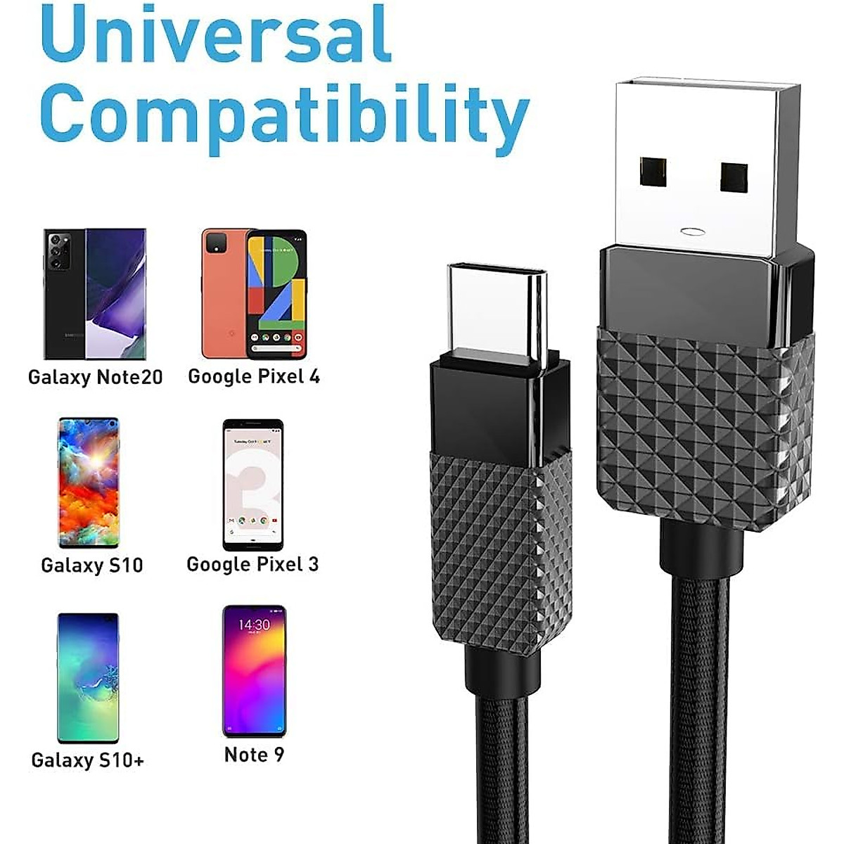 USB Type C Cable Phone Charger, 16FT/5M Type C Charging Cable with Braided Nylon for Samsung Galaxy S10 S9 S8 S20 Plus A51 A11, Note 10 9 8, PS5 Controller, USB C Charger