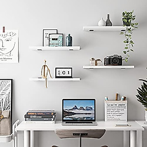 Homaz life Floating Shelves Wall Mounted Set of 4, Storage Decor Shelves for Living Room Bedroom Garage Hallway, White