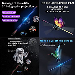 DNIER 3D Holographic Projection Wall Hanging Advertising Machine, 3D Dimensional Suspension Naked Eye Led Fan Screen Machine