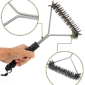 BBQ Brush for Grill Cleaning – Grilling Accessories for Outdoor Barbeque 12 Inch Heavy Duty Grills Cleaner with Safe Stainless Steel Brushes & Bristle Free Wire Scrubber for Porcelain Grates F-245