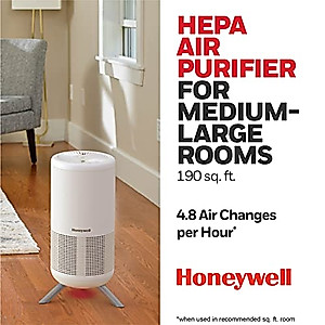 Honeywell Designer UltraQuiet Technology HEPA Air Purifier Tower, Medium-Large Room (190 sq ft) White – Features Intelligent Auto Mode - Wildfire, Smoke and Airborne Allergen Air Purifier, HPA830