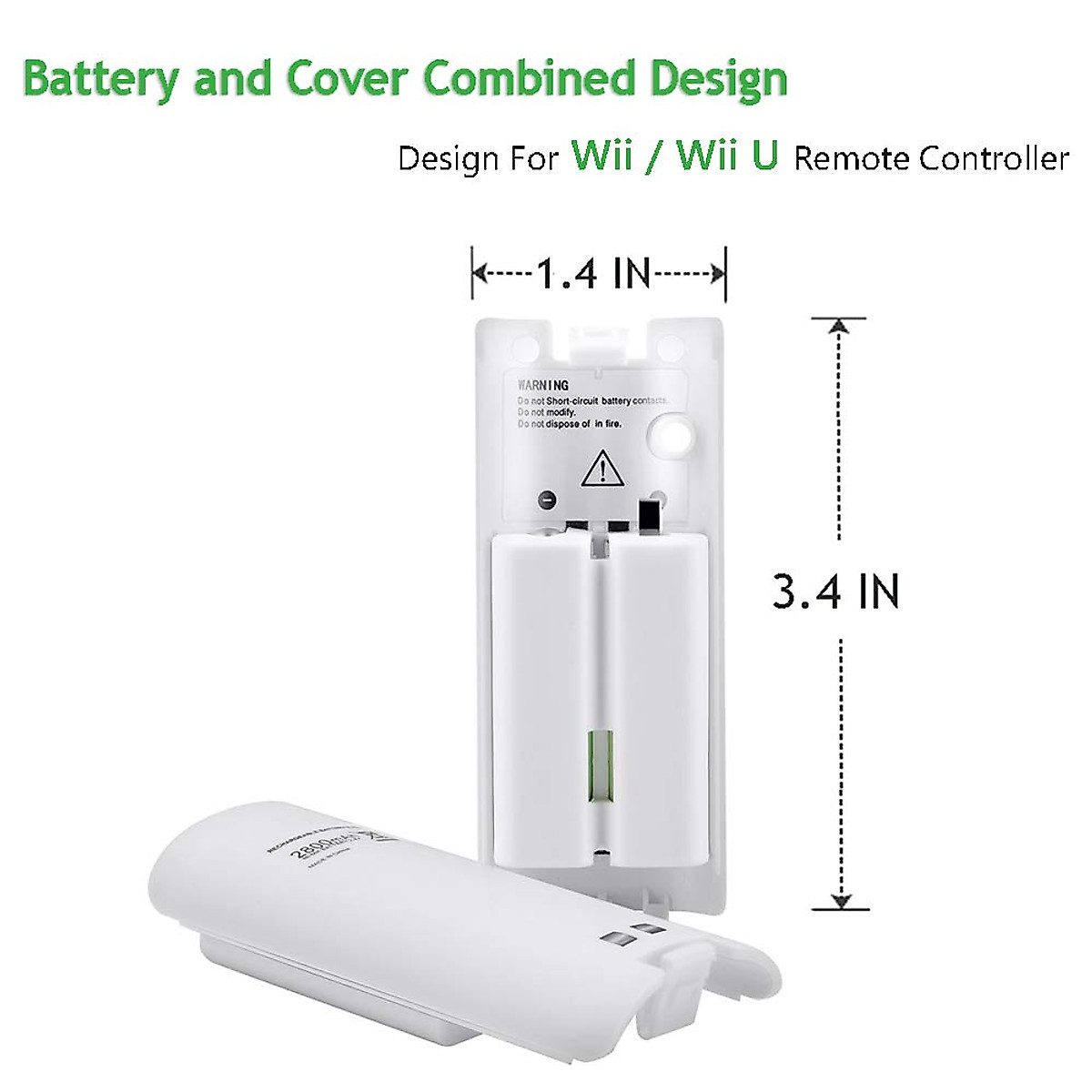 4-Pack Rechargeable Battery packs for Wii and Wii U Remote Controller,High-Capacity Ni-MH Battery(2800mAh) Replacement for Nintendo Wii Remote Charging Station(Charger not included)