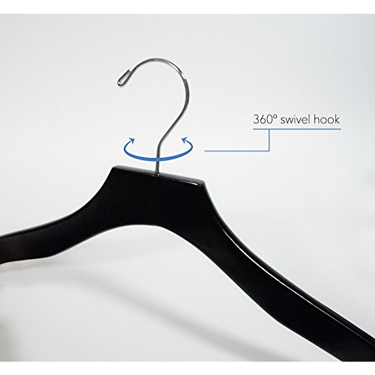 Topline Classic Wood Bridal Dress Hangers - Black Finish (10-Pack)