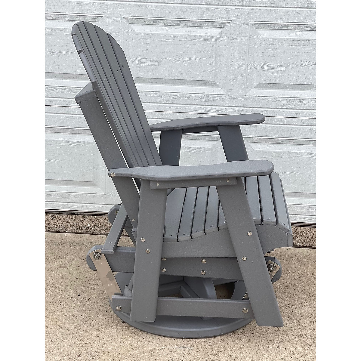 Phat Tommy Glider for Outside Patio - Outdoor Swivel Glider Chair - Poly Outdoor Furniture, Adirondack Porch Glider Chair, Brown