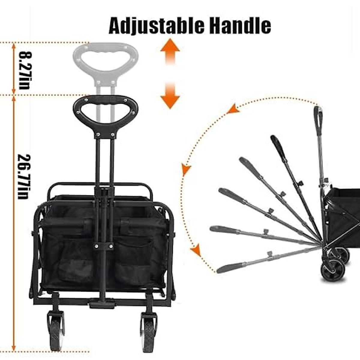 ERNZI Camp Wagon, Collapsible Wagon, Grocery cart, Heavy Duty Wagon, Beach Wagon Cart with 350lbs Weight Capacity, Lounge Wagon for Camping Sports Outdoor, Outdoor Utility Vehicle