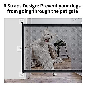 NWK 43'' X 30'' Magic Pet Gate Baby Gate for The House Stairs Providing a Safe Enclosure for Pets to Play and Rest, 6 Straps Design, 9 Hooks