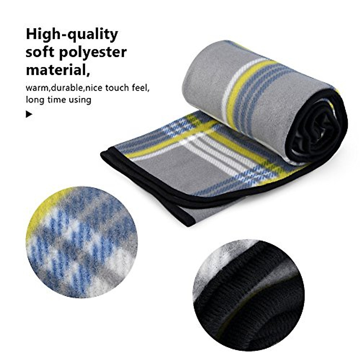 forestfish Portable Travel Blanket Airplane Compact with Bag, Fleece Throw Blanket Cozy Soft for Camping Train 60" x 40", Plaid