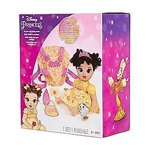 Disney Princess Belle Baby Doll Deluxe with Tiara, Carrier, Plush Friend, Pacifier, Bib & Baby Bottle [Amazon Exclusive]