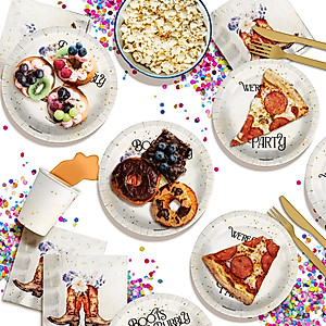 Birthday Galore Boot and Bubbly Bridal Shower Party Supplies 64 Piece Tableware Set Includes Large 9" Paper Plates Dessert Plates, Cups and Napkins Kit for 16