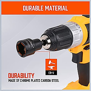 HORUSDY 2-Pieces RV Leveling Scissor Jack Socket Drill Adapter, 1/4 Inch Hex Shank, Fits 3/4 Inch or 19mm Hex Drive Jacks