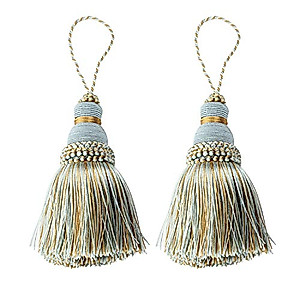 Fenghuangwu Colorful Tassel Key Tassel DIY Accessories for Curtain and Home Decoration-Mix blue-2PCS