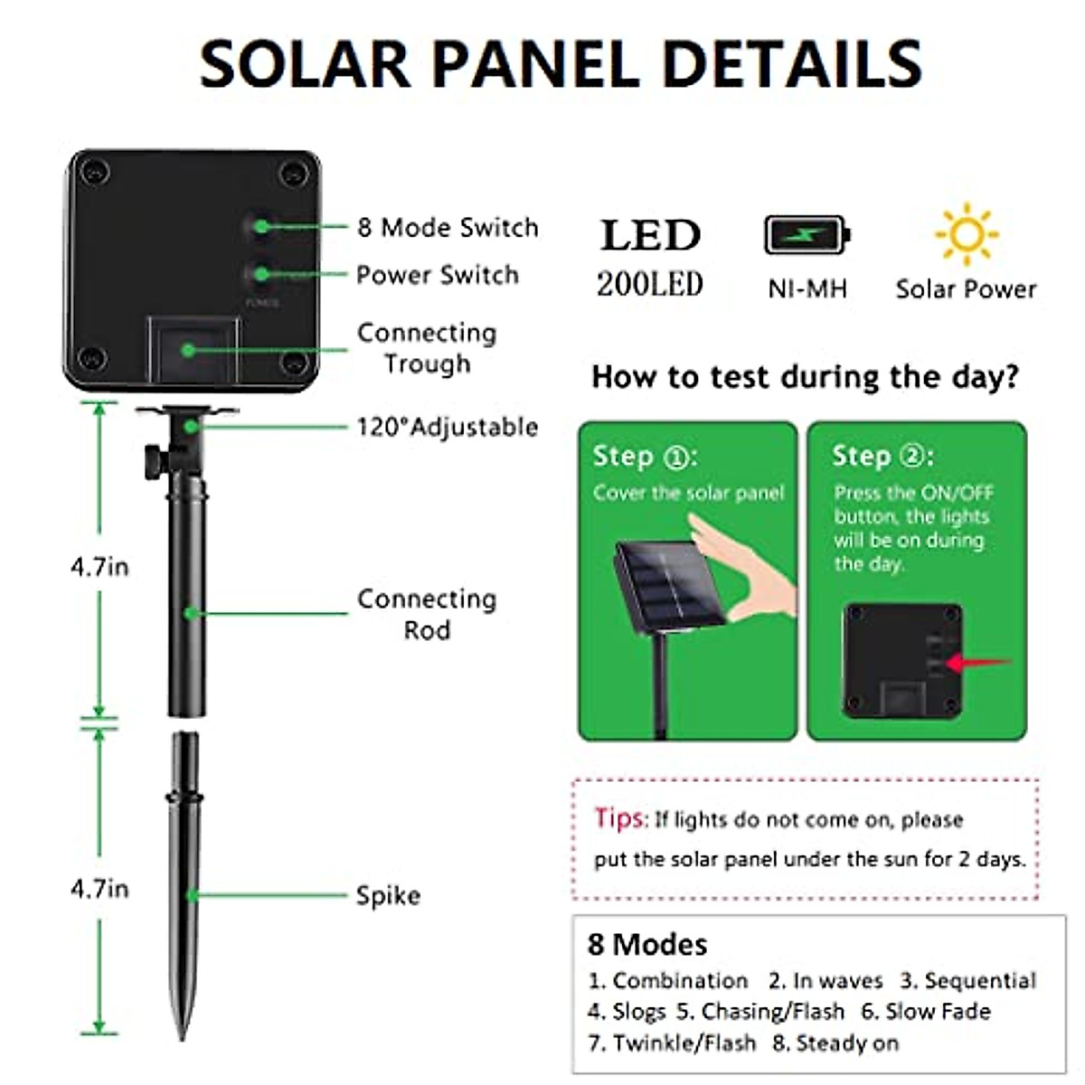 INMKALI Solar String Lights Outdoor Waterproof Big & Super Bright LED Christmas Lights 2-Pack 2400MAH 144FT 400L Fairy Lights 8 Lighting Modes for Garden Patio Tree Party Wedding (Cool White)