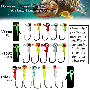 Dovesun 110pcs Crappie Lures with Jig Heads Hooks Kit- Soft Plastic Grubs-Tubes Bait 80Pcs 1/8 1/16 1/32 oz 30Pcs Crappie Jigs Fishing Lures Kit for Saltwater Freshwater Fishing