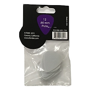 Fender Nylon Guitar Picks 351 Shape, White, 0.60mm, 12-Pack