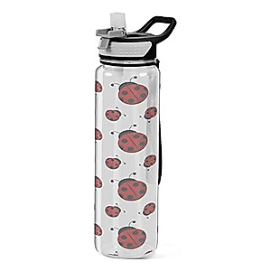 xigua Ladybug Water Bottle with Straw Lid,32 oz Leakproof Sport Water Bottle with Wide Handle for Gym,Cycling,School,Travel