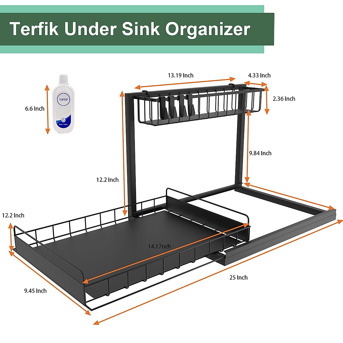 Under Sink Organizers and Storage, Terfik Under Sink Organizer, Pull Out Cabinet Organizer with Sliding Drawer, Multi-Use Under Cabinet Organizer, Under Sink Storage for Bathroom Kitchen Organization