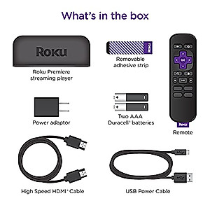 Roku Premiere | HD/4K/HDR Streaming Media Player with Simple Remote and Premium HDMI Cable, Black (Renewed)