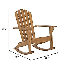 Safavieh PAT7042A Outdoor Collection Brizio Teak Rocking Adirondack Chair, Natural