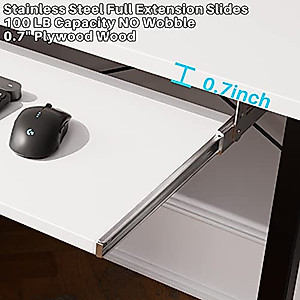 Computer Desk with Hutch Bookshelves, Storage Shelves, Keyboard Tray, Home Office Study Work Desk 53 inch Width, 70 inch High